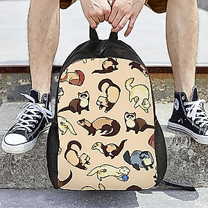 VTCTOASY Hairy Ferret Print Backpack Waterproof Lightweight Casual Daypack Cute Travel Laptop Bag For Men Women