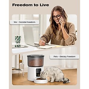 Automatic Cat Feeder: 2.4G/5G Cat Food Dispenser - Cat Feeder with 1-10 Meals - WiFi Cat Feeder Automatic - APP Control - Cat Automatic Feeders - Auto Cat Feeder - 3L Pet Feeder - BEMOONY White