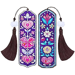 Diamond Painting Bookmarks - Inegovin DIY Bookmark Diamond Painting Set, Special-Shaped Diamond Art Bookmark with Tassel Crystal Diamond Dots for Adult Students (2 PCS)