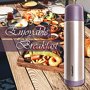 COOKER Double Insulated Thermos, Stainless Steel Thermos for Hot Drinks with Cup, 25 Oz Bpa Free Leakproof Thermos for Tea, Hot & Cold up to 24 Hours