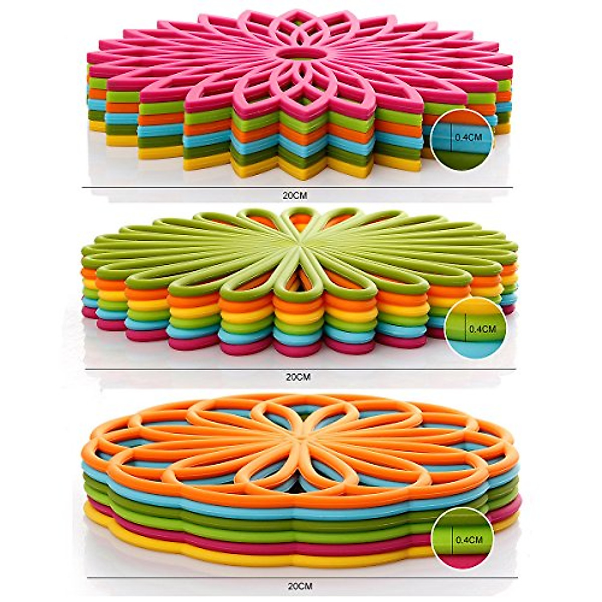 ME.FAN Silicone Trivet - Trivet Mat - Kitchen Hot Pads for Pots/Hot Dish Insulated Teapot Trivet Flexible Durable Non Slip Large Coasters 3 Set Yellow, Diameter: 7.87"