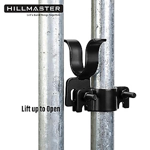 HILLMASTER 1-3/8"x1-3/8" Chain Link Fence Fork Latch,Gate Fork Latch with Padlock Hole,Fence Latch Lock with Bolts and Nuts,Gate Hardware Gate Latches for Metal Gates,Black Powder Coated,2 PCS
