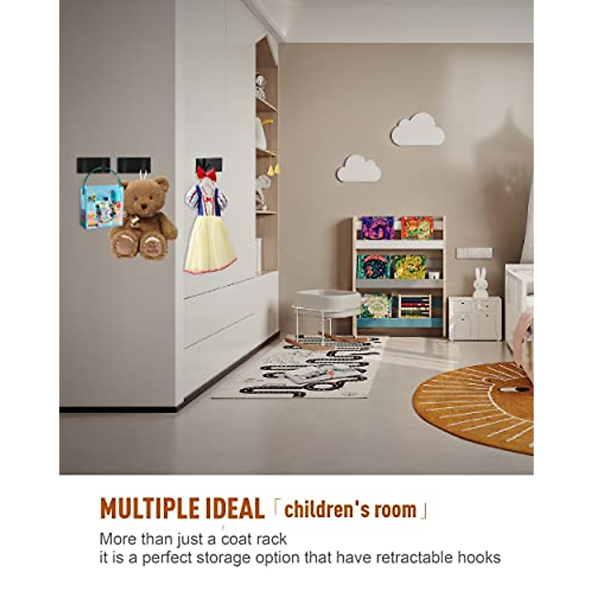 MrsJeggy 2 Pack Waterproof Folding Hideaway Coat Hooks，Retractable Hook，Space-Saving Hanger，Coat Hooks Wall Mounted，Aluminum Heavy Duty Wall Hooks，Wall Mounted Folding Coat Rack for Hat，Towel，Bag，Key