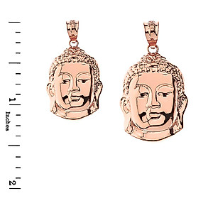 Sideways Crosses 10k Rose Gold Buddha Head Zen Yoga Buddhism Protection Amulet Pendant (1.0")