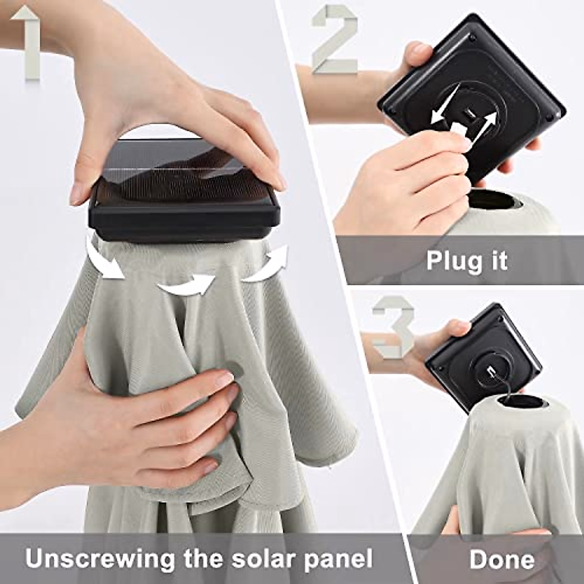 ABCCANOPY Durable Solar Led Patio Umbrellas with 32LED Lights 9FT (Light Beige)