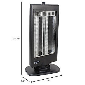 Comfort Zone Oscillating Portable Space Heater, Flat Panel, Halogen, Infrared, Electric, Adjustable Tilt, Overheat Sensor, Stay-Cool, & Tip-Over Switch, Ideal for Home, Bedroom, & Office, 800W, CZHTV9