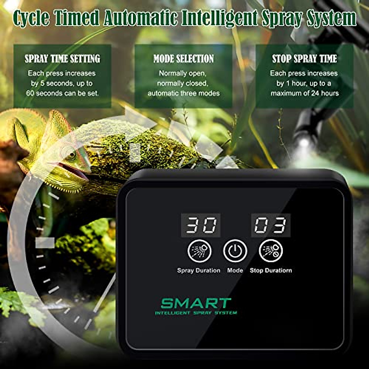 Alltope Reptile Humidifier with Timer, Reptile Mister Automatic Misting System with 360°Adjustable Misting Nozzles, Reptile Fogger with Touch Screen for Reptile Terrariums Rainforest Plants
