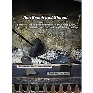 Lichamp Fireplace Tools Set, 5-Pieces Indoor Outdoor Sturdy Fire Place Poker Sets with Modern Handle, FTS15BK