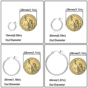 Hayoso 18K Gold Plated Hoop Earrings - 925 Sterling Silver Hoop Earrings Womens Hypoallergenic Hoops | Square Tube Hoop Earrings for Women 15mm/20mm/30mm/40mm (Silver 30mm)