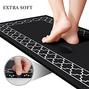 LuxStep Kitchen Mat Set of 2 Anti Fatigue Mat, Non Slip Kitchen Rugs and Mats Waterproof Memory Foam Kitchen Rug, Standing Desk Mat Floor Mats for House,Sink,Office,Kitchen (Black)