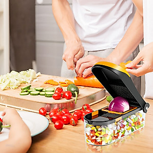 Vegetable chopper 19 in 1, Multifunctional Veggie, Onion & Food chopper, Dicer, cutter With Container With Resistant Glove, Peeler, 9 Blades