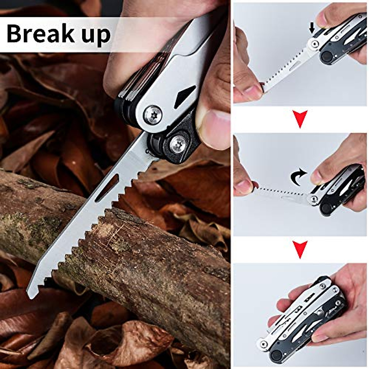 SIUPRO Multitool Pocket Knife, Mens Stocking Stuffers, Christmas Gifts for Dad Husband Boyfriend, Tactical Utility Multi Tool, Survival Gear, Detachable Large Scissors Plier