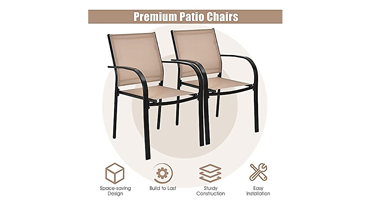Giantex Stackable Patio Chairs - Comfortable & Durable