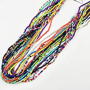 African Beads Waist Chains for Women,Colorful Handmade Seed Beads Waist Belly Chain Multilayer Body Chain Jewelry Accessories Beads Elastic Waist Chain