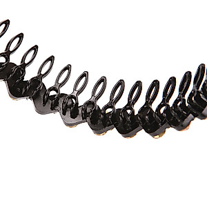 LONEEDY Wave Rhinestone and Crystal Teeth Comb Headbands For Women, Non-slip Hard Headbands (Silver+Gold+Dark blue)