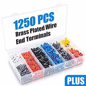 Ferrule Crimping Tool Kit, LUNEY Wire Ferrule Kit with 1250PCS Wire End Ferrules & Crimper Plier, Self-adjustable Ratchet Tool Set for AWG 23-7 Electrical Wire Connectors, 0.25-10mm²