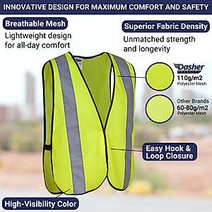 Safety Vest with High Visibility - 2 Inch Reflective Strips, Bright Neon Yellow, Breathable Polyester Mesh Fabric, ANSI ISEA Class Unrated, Hi Viz All Day and Night (10 Pack - XL-XXXL)