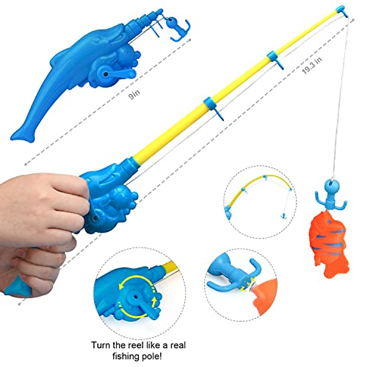 TOY Life Magnetic Fishing Game for Kids 3-5 with 2 Toddler Fishing Poles, Magnetic Fishing Toys for Toddlers, Kids Bath Toys for Toddlers, Outdoor Pool Water Toys for Kids 4-8, Baby Fishing Toy