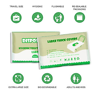 Muranana Disposable Toilet Seat Covers Paper, 50 Pcs Travel Flushable Paper Toilet Seat Covers, for Adults and Kids Potty Training Toilet Seat Paper in Public Restrooms,Airplane,Camping (22x16.5 inch)