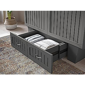 AFI, Nantucket Murphy Bed Chest with 6 inch Memory Foam Folding Matttress, Built-in Charging Station and Storage Drawer, Full, Grey