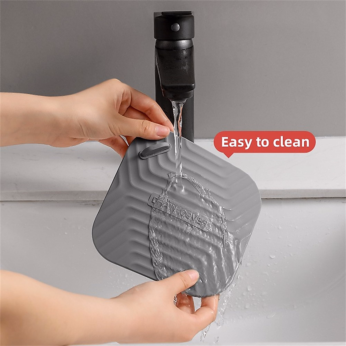 MAOYONG Silicone Square Drain Cover, Anti-Odor Plug for Bathtub, Shower, Kitchen Sink, 3 Pack