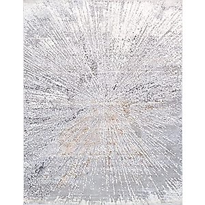 Pasargad Home Starburst Collection Polypropyle & Polyester White/Grey Patterned Living Room Bedroom Dining Home Office Area Rug 4' 0" X 6' 0"