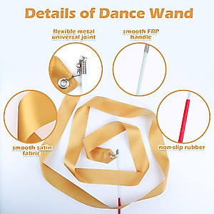 HiUnicorn 12PCS Gold Dance Ribbons for Kids Graduation Party Decorations, Golden Ribbon Dancer Wands for Gymnastics Birthday Party Favors Praise Church, Dance Streamers Ribbon Twirling Wands