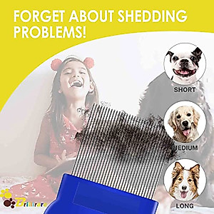 BRILLIRARE 4 Pack Flea Lice Comb, Stainless Steel Dog Cat Grooming Combs with Rounded Teeth, Double Sided Professional Pet Tear Stain Remover, Dematting Tool for Small, Medium & Large Pets