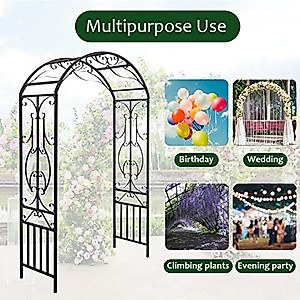 Garden Arches and Arbors Outdoor Black Metal Arbor for Climbing Plants Vines Roses Wedding Archway