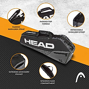 Head Core 3R Pro Tennis Racquet Bag 3-Pack (30 x 13 x 4 Inches), Black/Grey