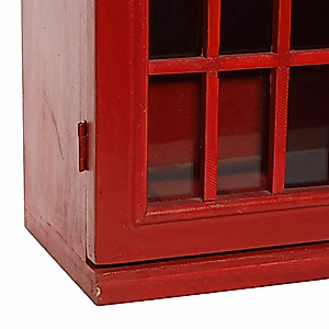 Deco 79 Wooden Telephone Room Storage Unit Vintage London Booth 2 Shelf Storage Cabinet, Accent Cabinet 11" x 9" x 30", Red