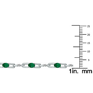 Emerald and Natural Diamond Double Bar Link Bracelet in .925 Sterling Silver