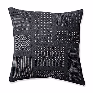 Pillow Perfect Tribal Sampler Felt Throw Pillow, 16.5", Dark Melange/Grey