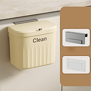 JONbinbkl Wall Mounted Trash Can Bin with Lid Waste Bin 8.5/12L Kitchen Hanging Trash Bin Garbage Recycle Dustbin Rubbish Bins, White, large