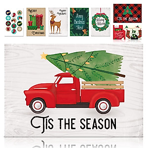 ZICOTO Beautiful Christmas Cards Set of 24 - Incl. Bulk Envelopes, Matching Stickers And Storage Box - Perfect to Send Warm Holiday Wishes to Friends and Family