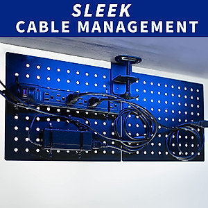 VIVO Steel Clamp-on Desk Pegboard, 24 x 20 inch Privacy Panel, Magnetic Peg Board, Office Accessory Organizer, Above or Below Desk Placement, Black, PP-DK24B