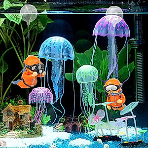 ZUOFANG 2Pcs Floating Aquarium Decorations, Small Fish Tank Decorations Decor, Betta Fish Toys for Fish Tanks Accessories, Cute Miniature Little Diver
