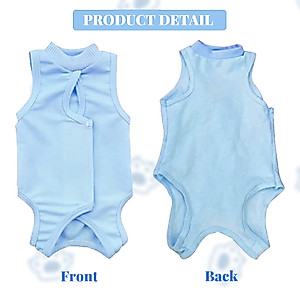 URROMA 1 Pack Blue Cat Recovery Suit, Soft Breathable Cat Recovery Clothes E-Collar Cat Wound Surgery Recovery Suit After Surgery Wear for Cats Kitten, L