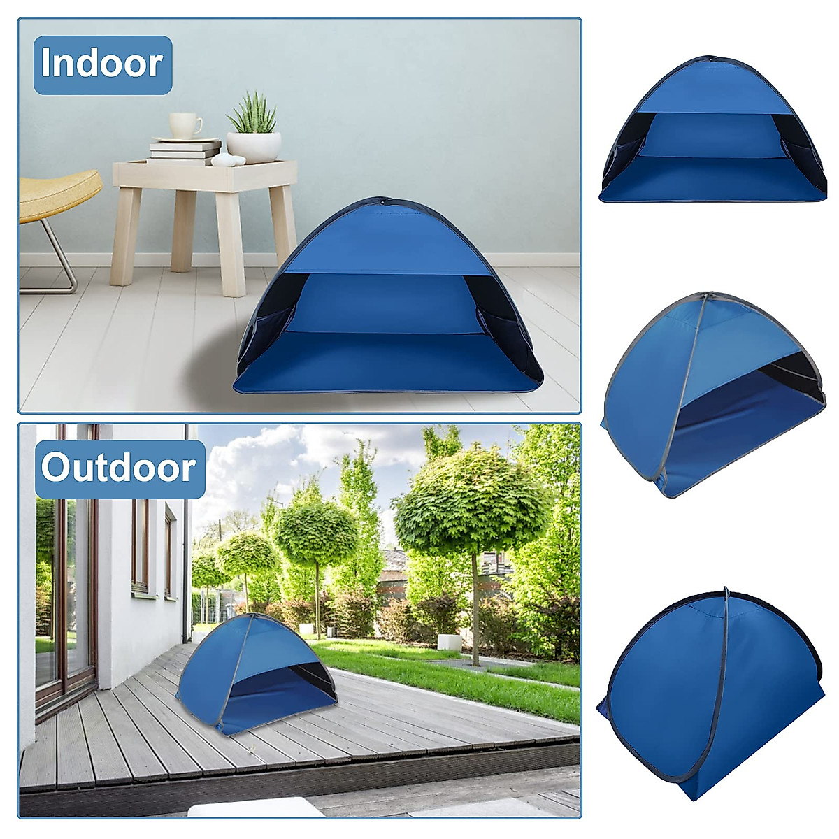 HACRAHO Beach Sun Shelters Pop Up Beach Tent, 1 PCS Portable Sun Shelter Tent for Anti-UV Windproof Camping Picnic Tent Small Dogs Cats and Other Small Pets, Blue