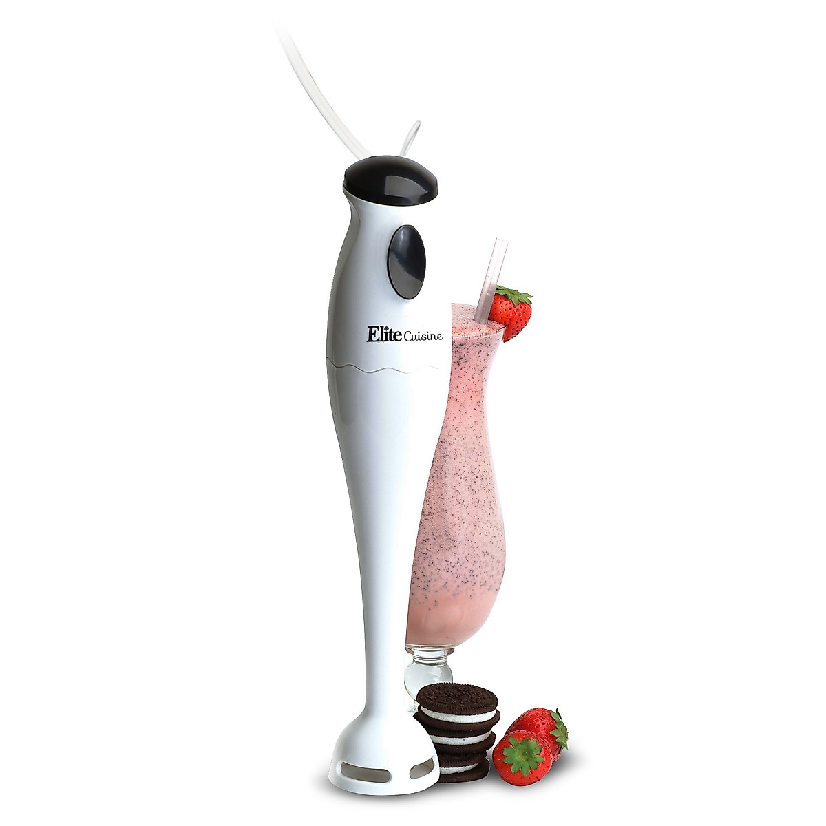 Elite Cuisine EHB-1000X 150 Watt Hand Blender with One Touch Button, White