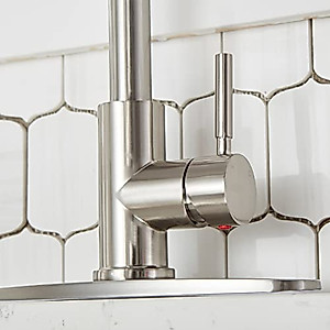 VAPSINT High Arc Single Handle Brushed Nickel Kitchen Faucet with Pull Down Sprayer,Commercial Modern Stainless Steel Kitchen Sink Faucet,Deck Mount Single Hole Pull Out Faucet for Kitchen Sink