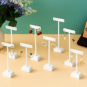 Marsui Earring Display Stands for Selling Set Wood T Bar Earrings Display Stand Holder for Jewelry Necklaces Bracelet Earrings Showroom Trade(White,12 Pcs)