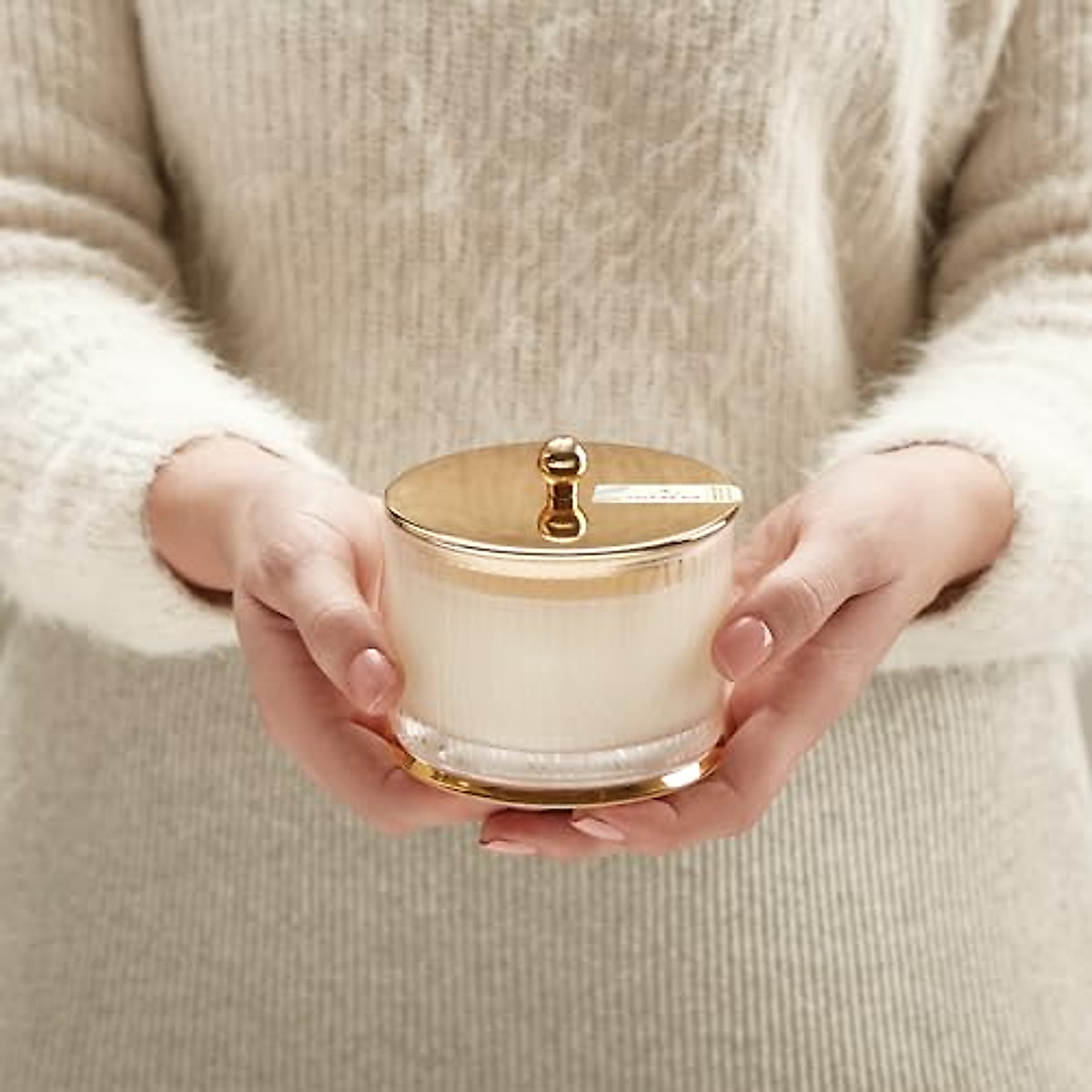 Thymes Frasier Fir Candle - Gilded Frosted Wood Grain Jar Candle - Scented Candle with a Luxury Home Fragrance - Elegant Holiday Candle - Gold Candle Lid and Gilded Gold Base (Medium, 9 oz)