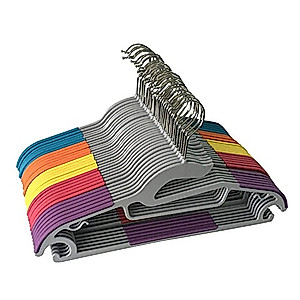 Jeronic P3500M 30 Pack Light-Weight Non-Slip Durable Clothes Plastic Hangers Various Perfect for Pants, Dress, Jacket, Underwear and Shirt, 5 Mixed Color 01, 30 Count