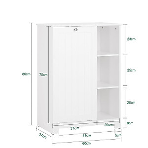 Haotian Bathroom Laundry Cabinet with Tilt-out Hamper, White BZR105-W