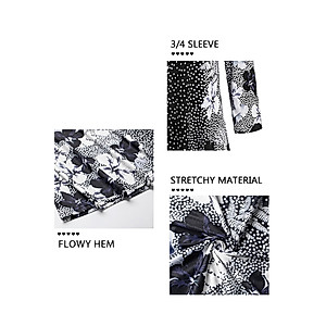 Nandashe 3/4 Sleeve Shirts for Shorts Black Polka Dot Hippie Three-quarter Sleeve Spandex Cool Flattering Dressing Tunic Pullover Blouses Home Wear White x-large