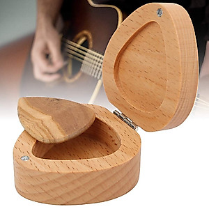 Beech wood pick case, funny heart-shaped small portable box, for guitarist storage