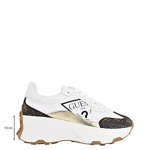 Guess Women's CALEBB Sneaker, White/Brown 145, 10