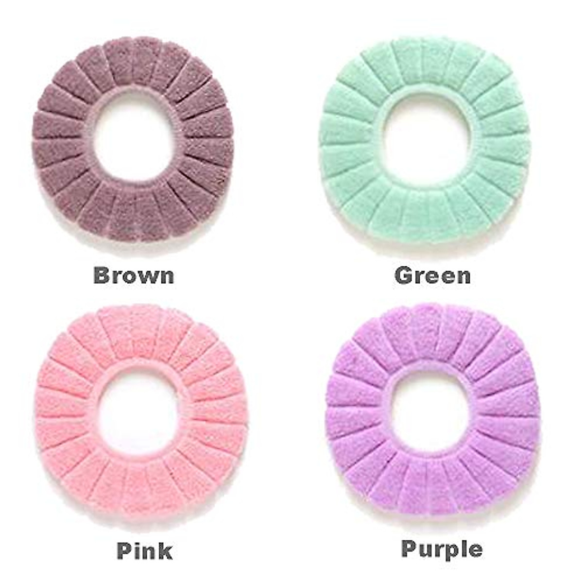 4 Pcs Soft Toilet Seat Cover Pad Thicker Washable Cloth Different Colors
