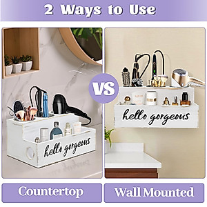 Unistyle Hair Dryer Holder Counter,Hair Tool Organier,Hair Accessories Organizer for Bathroom Counter Storage,Hair Organizer Storage for Hair StylingTools,Makeup,Straightener,Brush,Vanity,Salon,White